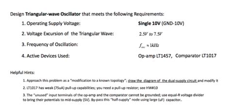 Design Triangular Wave Oscillator That Meets The Chegg Com