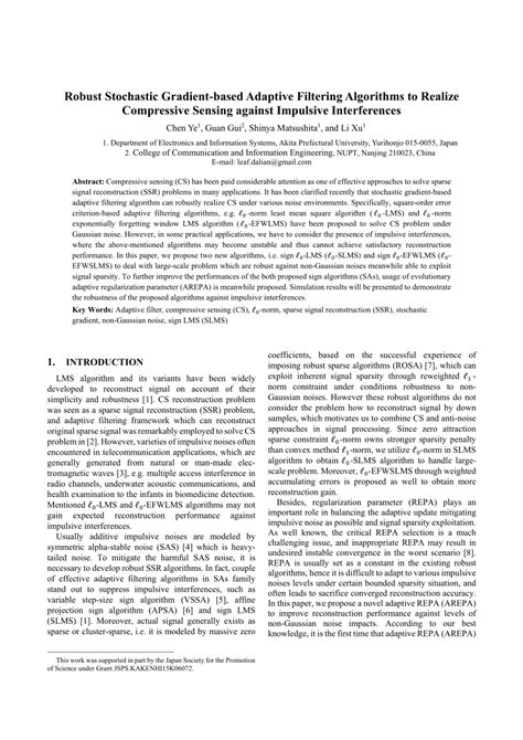 Pdf Robust Stochastic Gradient Based Adaptive Filtering Algorithms To