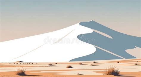 A Majestic Dune S Winding White Crest In A Minimalist Desert Stock