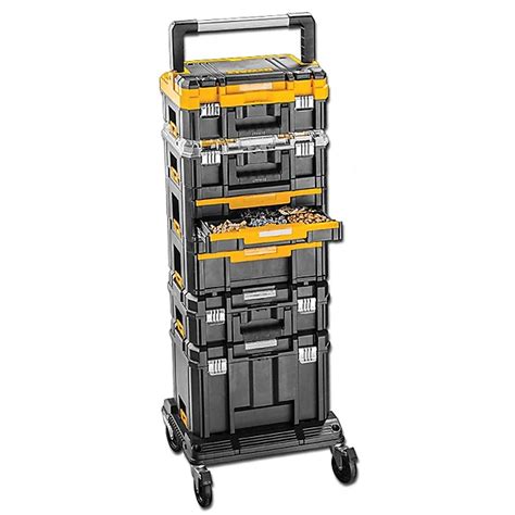 Dewalt Ultimate Tstak Tower Trolley Carrier Set 6 Tstak Boxes And Organisers