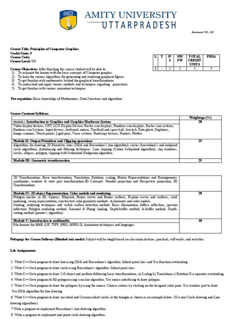 Computer Graphics Syllabus Pdf 2 D Computer Graphics Theory