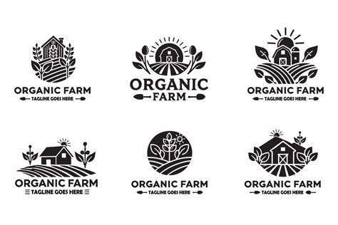 Organic Farm Logo Set Silhouette Illustration Design 54200654 Vector