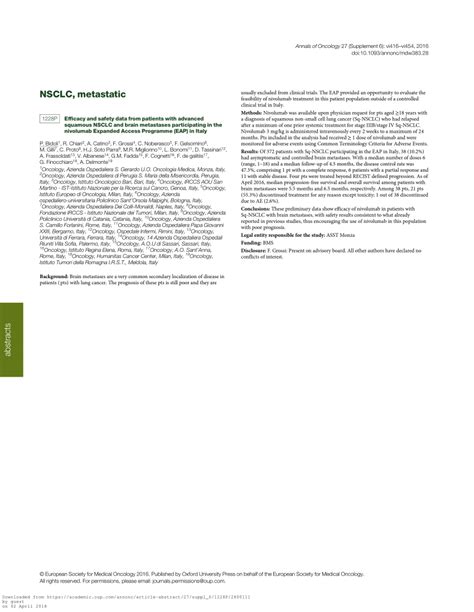 Pdf Efficacy And Safety Data From Patients With Advanced Squamous Nsclc And Brain Metastases