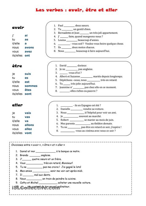 Les Verbes Etre Et Avoir Exercice Verbe Verbe Etre Et Avoir Verbe Etre Images
