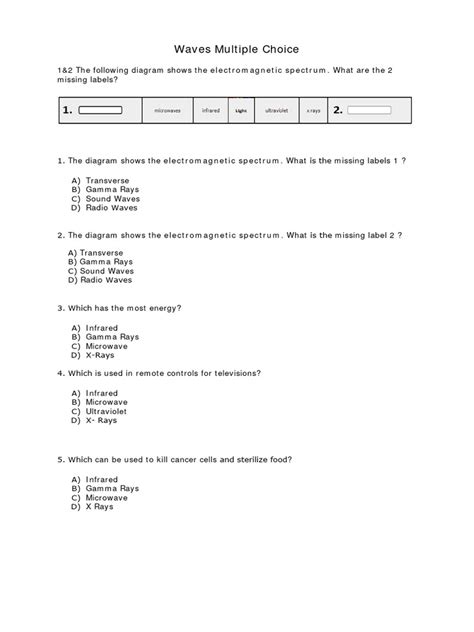 00 01 Mc Paper 1 Mc Igcse Physics Light And Waves Qp Pdf Waves Electromagnetic Spectrum