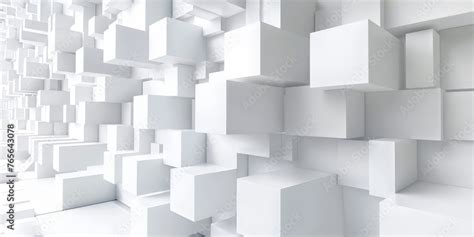 Abstract White Background With Cubes And Blocks Vector Illustration 3d White Cube Boxes And