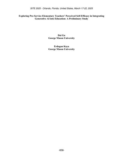 Pdf Exploring Pre Service Elementary Teachers Perceived Self Efficacy In Integrating