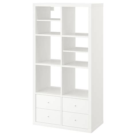 Kallax Shelving Unit With 4 Doorswith 2 Shelf Inserts White 147x77 Cm Ikea Latvija