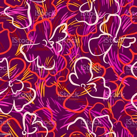 플로럴 매끄러운 패턴 여름 자연 식물 배경 기하학적 곡선 의 선 질감과 혼합 큰 데이지 꽃 윤곽 선개 그림입니다 직물과 직물에 적합합니다 0명에 대한 스톡 벡터 아트 및