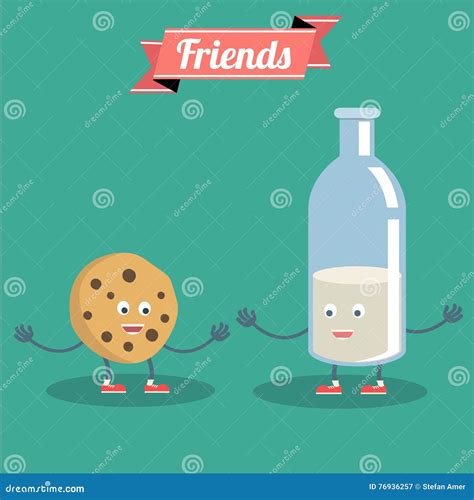 Vector Cartoons Of Comic Characters Milk And Cookies Friends Forever Breakfast Cartoondealer