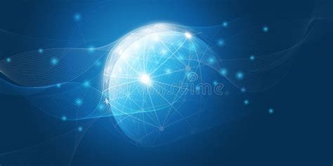 Abstract Dark Blue Minimal Style Futuristic Cloud Computing Global