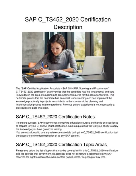 PPT SAP C TS452 2020 Certification PowerPoint Presentation Free Download ID 10533413
