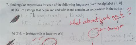 Solved 7 Find Regular Expressions For Each Of The Following Chegg Com