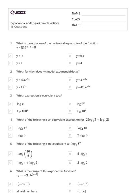 50 Derivatives Of Logarithmic Functions Worksheets On Quizizz Free And Printable