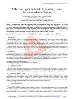 A Review Paper On Machine Learning Based A Review Paper On Machine Learning Based Pdf Pdf Pro