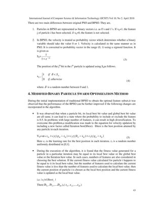 A MODIFIED BINARY PSO BASED FEATURE SELECTION FOR AUTOMATIC LESION DETECTION IN MAMMOGRAMS PDF