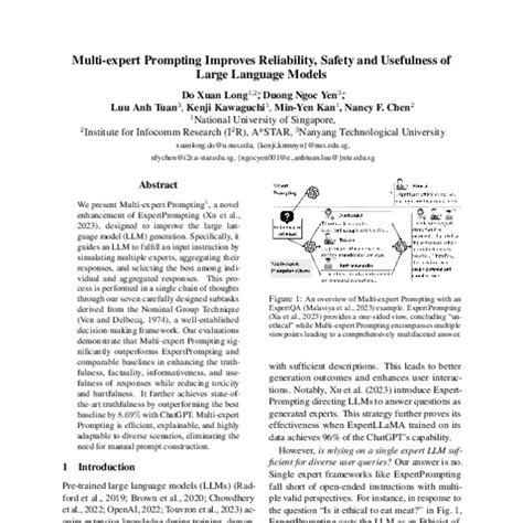Multi Expert Prompting Improves Reliability Safety And Usefulness Of Large Language Models
