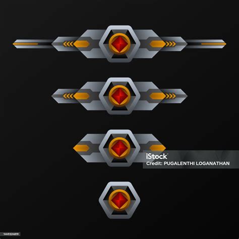 추상 실버 메탈 및 골드 레벨 업적 배지와 게임 Ui 디자인을 위한 빨간색 보석 버튼 2 위 상 종류에 대한 스톡 벡터 아트 및 기타 이미지 2 위 상 종류 게이밍