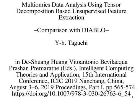 multiomics data analysis using tensor decomposition based unsupervised