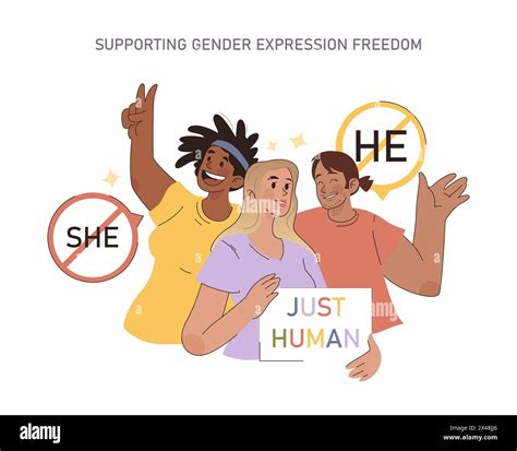 Supporting Gender Expression Freedom Concept Joyful Allies Championing The Right To Gender