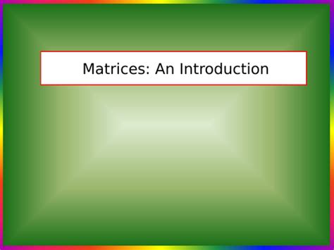 Matrices Teaching Resources