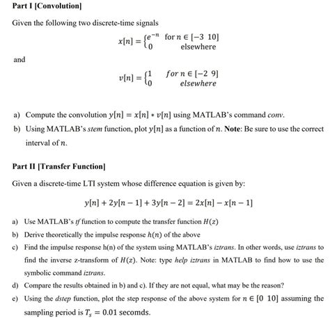 Solved Part I Convolution Given The Following Two