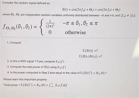 Solved Consider The Random Signal Defined Chegg Com