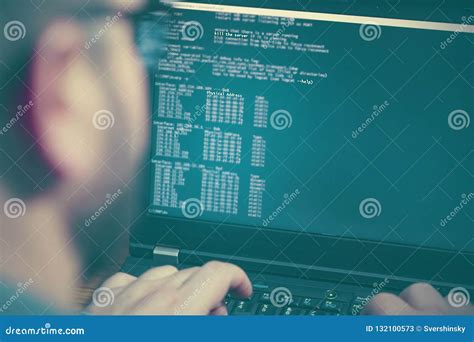Hacker In Glasses Breaking Code Criminal Hacker Penetrating Network