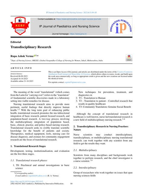 Pdf Transdisciplinary Research