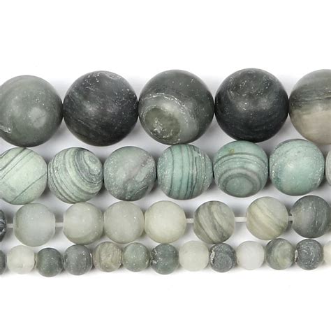 천연 석재 서리로 덮은 녹색 잔디 나무 정맥 매력 보석 만들기위한 둥근 느슨한 구슬 바느질 팔찌 Diy 스트랜드 4 12 Mm구슬 Aliexpress