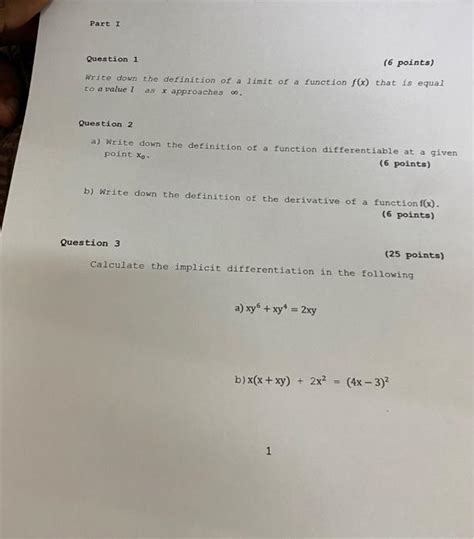 Solved Question 1 6 Points Write Down The Definition Of A