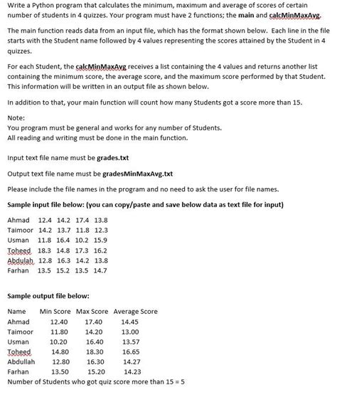 Solved Write A Python Program That Calculates The Minimum