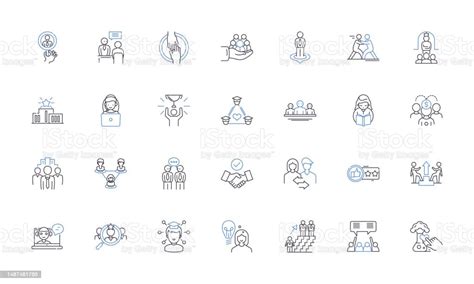 직원 교육 라인 아이콘 모음입니다 학습 개발 기술 구축 교육 교육 코칭 멘토링 벡터 및 선형 일러스트레이션 권한 부여 개선 발전 개요 표지판 세트 일러스트레이션에 대한 스톡