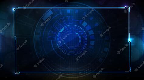 파란색 빛나는 기술 공상 과학 프레임 Hud Ui 낮은 세 번째의 추상 미래 배경 프리미엄 벡터