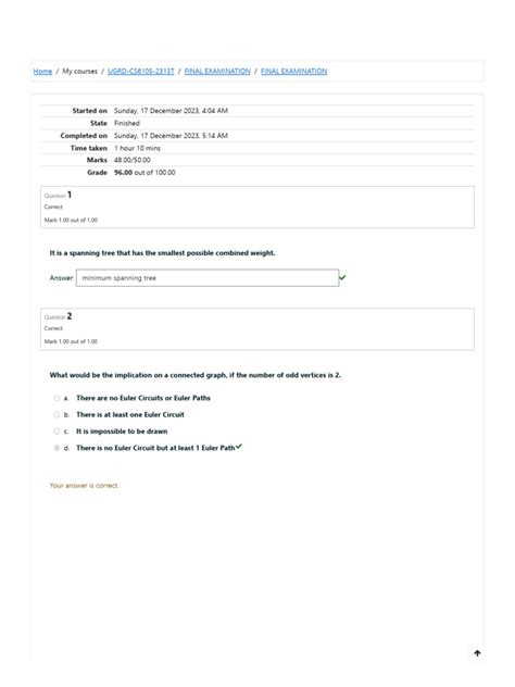 Final Exam Pdf Vertex Graph Theory Theoretical Computer Science