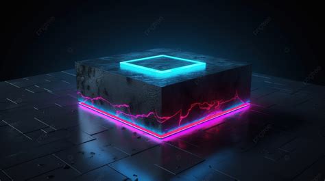 네온 불빛이 있는 3d 렌더링의 조명된 돌 광장 네온 광장 네온 불빛 네온 배경 일러스트 및 사진 무료 다운로드 Pngtree