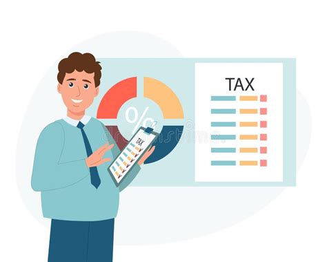 Tax Declaration Illustration Character Male Preparing Documents For