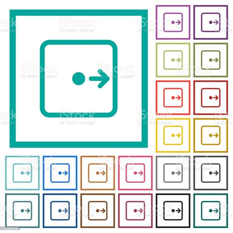 move object right flat color icons with quadrant frames stock