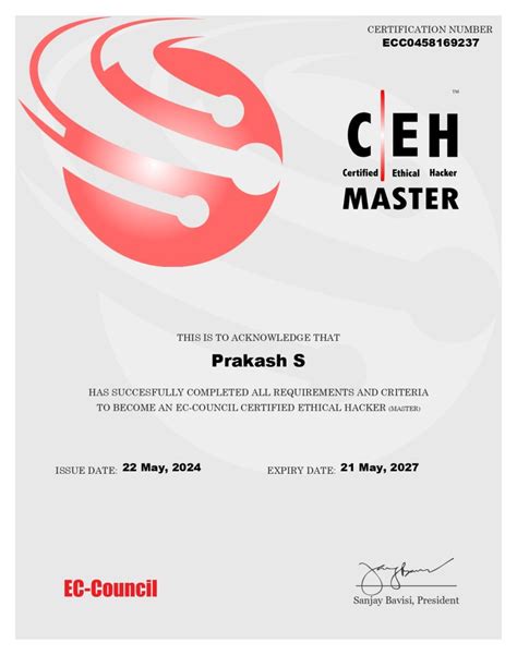 Prakash S On Linkedin Cehmaster Ethicalhacking Cybersecurity