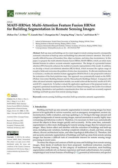 Pdf Maff Hrnet Multi Attention Feature Fusion Hrnet For Building Segmentation In Remote