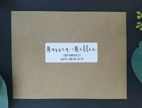 Custom Minimalist Return Address Label With Calligraphy And Etsy