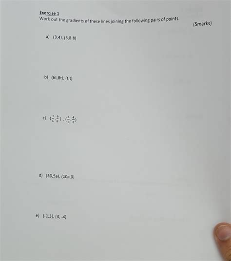 Solved Exercise 1 Work Out The Gradients Of These Lines Joining The