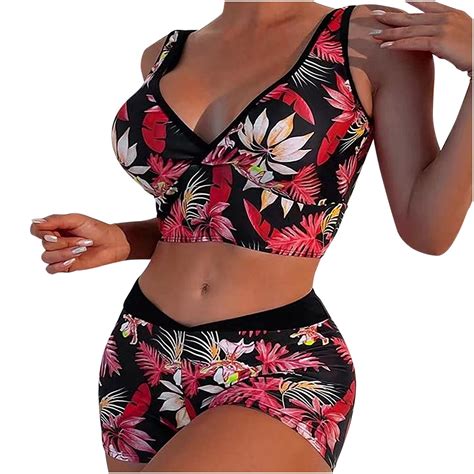 Taqqpue Bikini Set For Women Two Piece Swimsuits V Neck Floral Tropical
