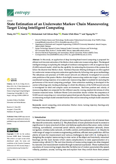 pdf state estimation of an underwater markov chain maneuvering target using intelligent computing
