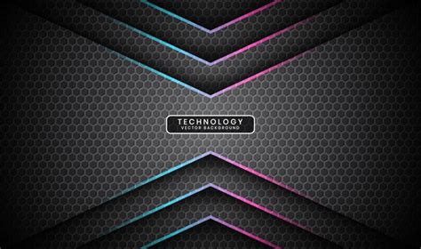 Premium Vector 3d Gray Technology Abstract Background Overlap Layer On Dark With Blue Pink