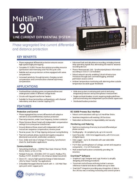 Multilin L90 G00 Hch F8f H6p Lxx Nxx Sxx Uxx W7d Relay