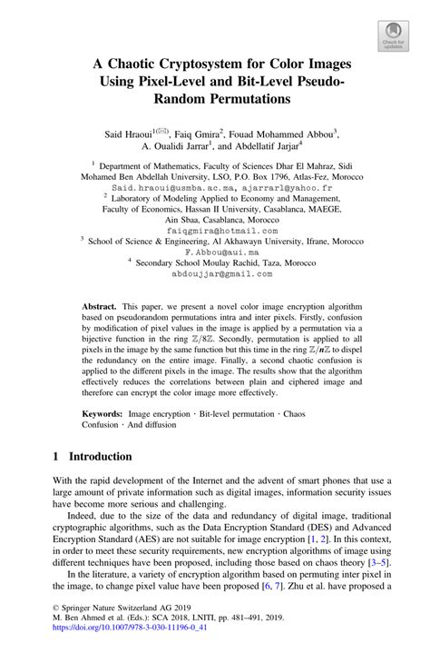 Pdf A Chaotic Cryptosystem For Color Images Using Pixel Level And Bit Level Pseudo Random