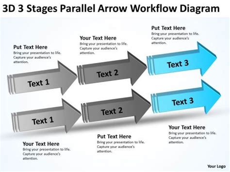 3d Stages Parallel Arrow Workflow Diagram Ppt Business Case Template Powerpoint Templates