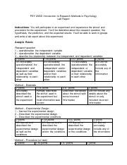 Psychology Lab Report Research Methods Experimental Design Course Hero