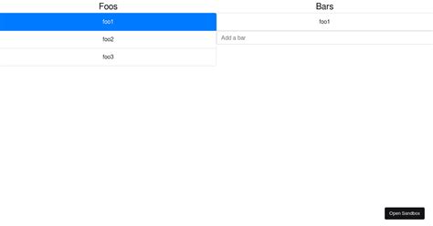foos and bars hierarchy example codesandbox